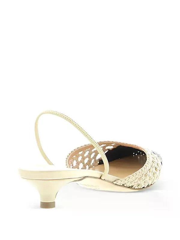 FRANCESCO RUSSO Crochet Leather Slingback Sandals