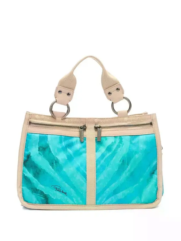 Roberto Cavalli Roma Watercolour-print Tote Bag - Blue
