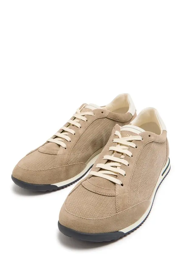 Brunello Cucinelli Panelled Suede Lace-up Sneakers - Brown