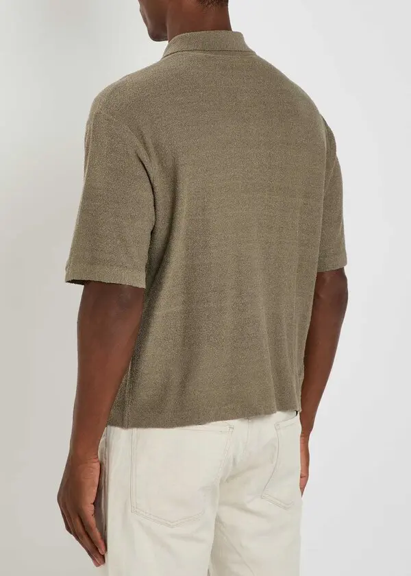 FRAME Textured-knit Linen And Silk-blend Shirt