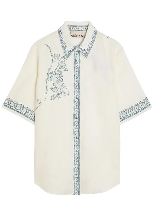 ALEMAIS Printed Linen Shirt - Ivory