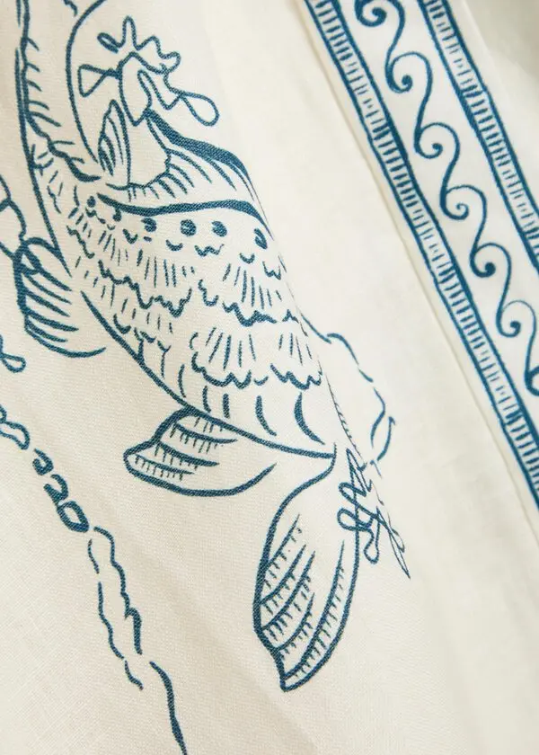 ALEMAIS Printed Linen Shirt - Ivory