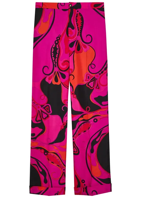 Emilio Pucci Printed Silk Trousers - Pink