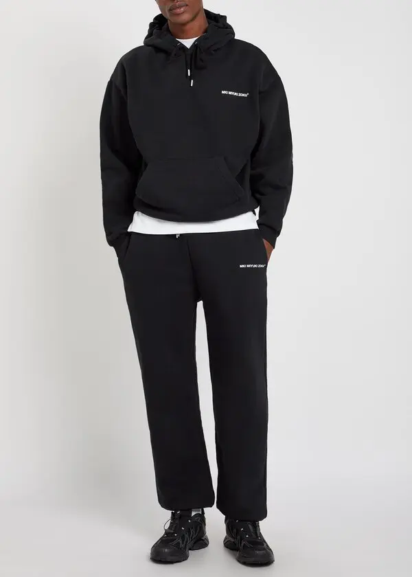 MKI MIYUKI ZOKU Uniform Logo-print Cotton-blend Sweatpants - Black