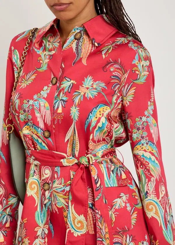 Etro Printed Belted Satin Jacket