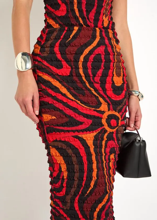 Emilio Pucci Printed Seersucker Midi Skirt - Orange