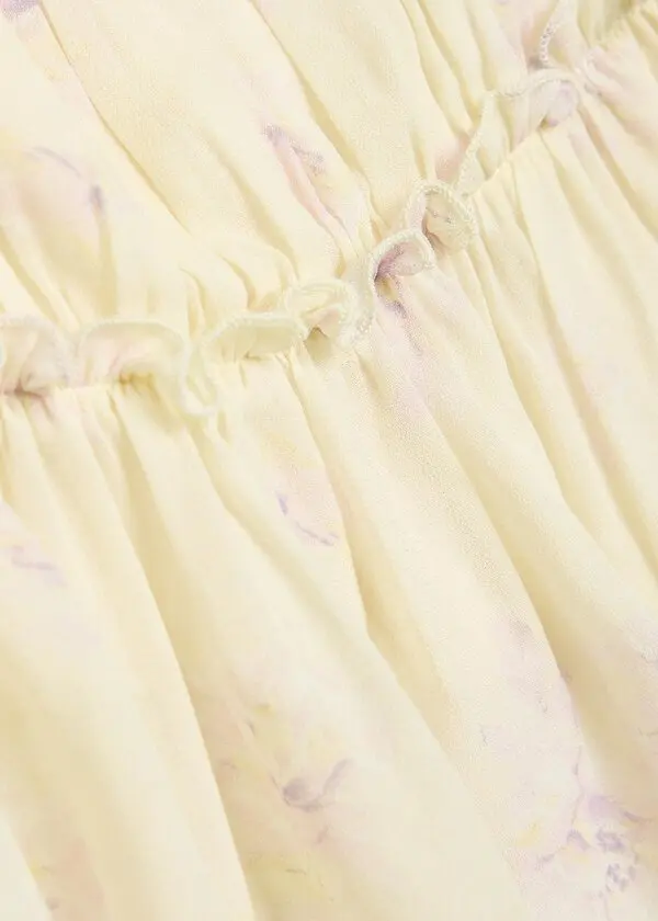 LoveShackFancy Siena Floral-print Georgette Top - Yellow