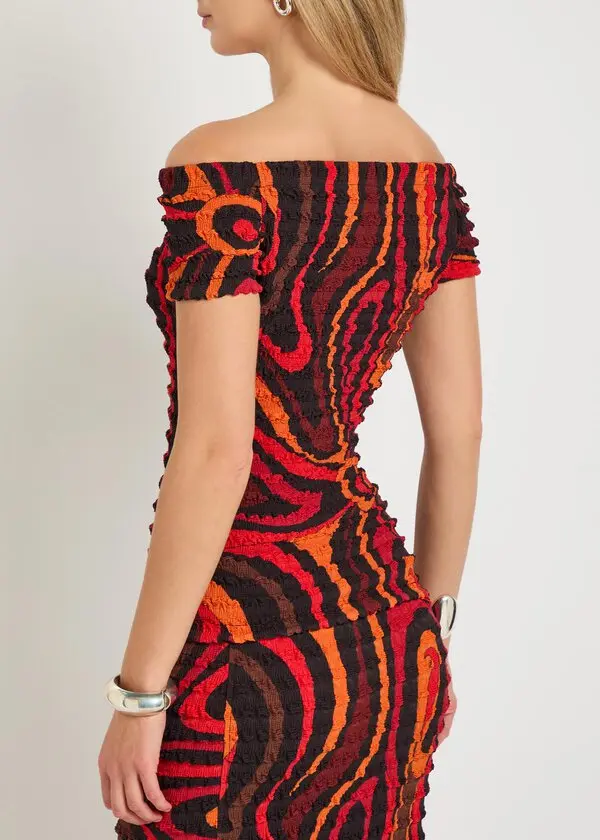 Emilio Pucci Printed Seersucker Off-the-shoulder Top