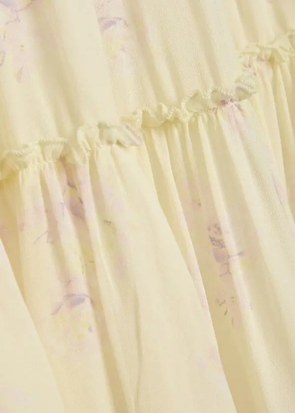 LoveShackFancy Positano Floral Print Georgette Maxi Skirt - Yellow