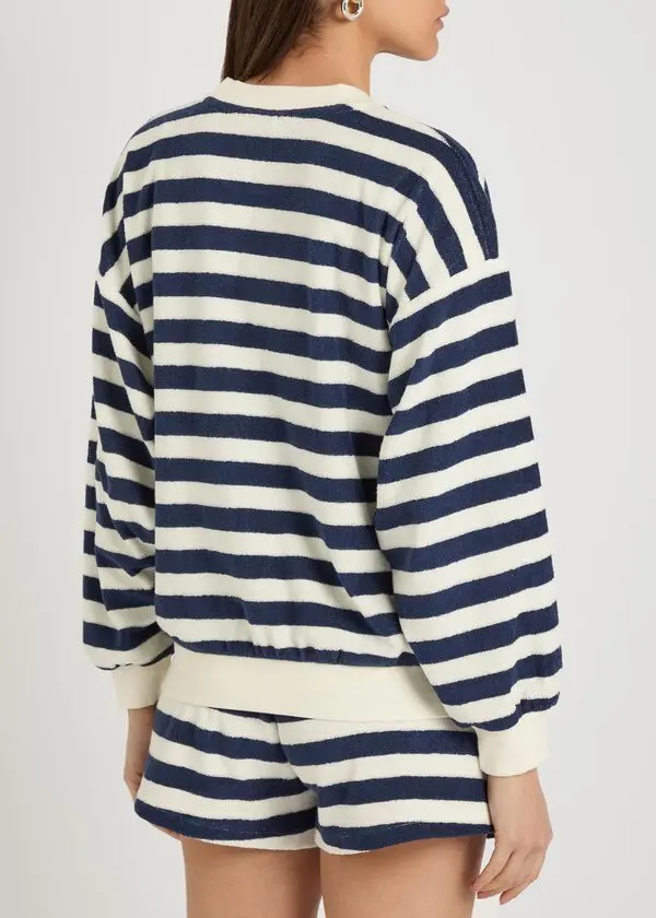 Suzie Kondi Striped Terry Crewneck Sweatshirt