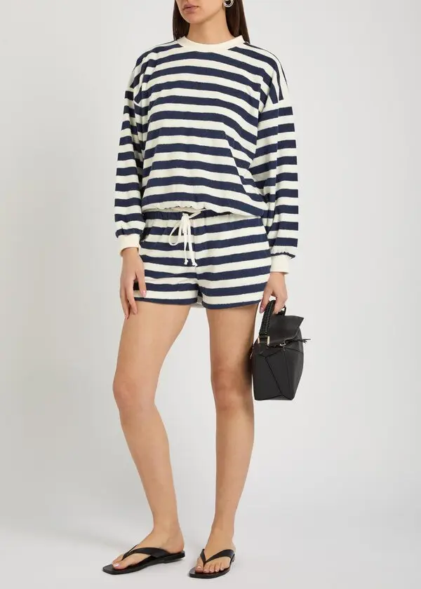 Suzie Kondi Striped Terry Crewneck Sweatshirt