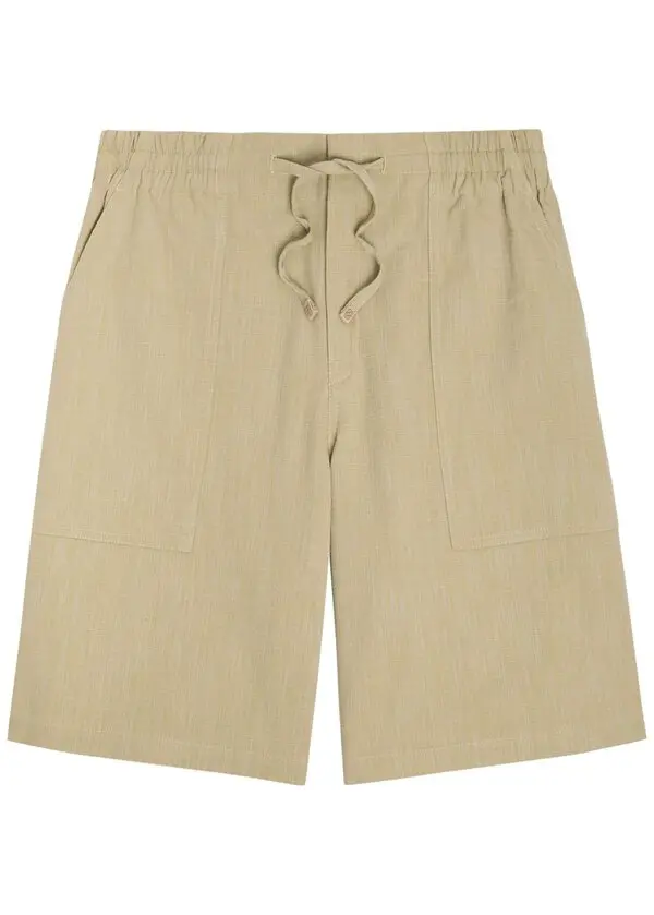 Drole De Monsieur Textured Canvas Shorts - Khaki