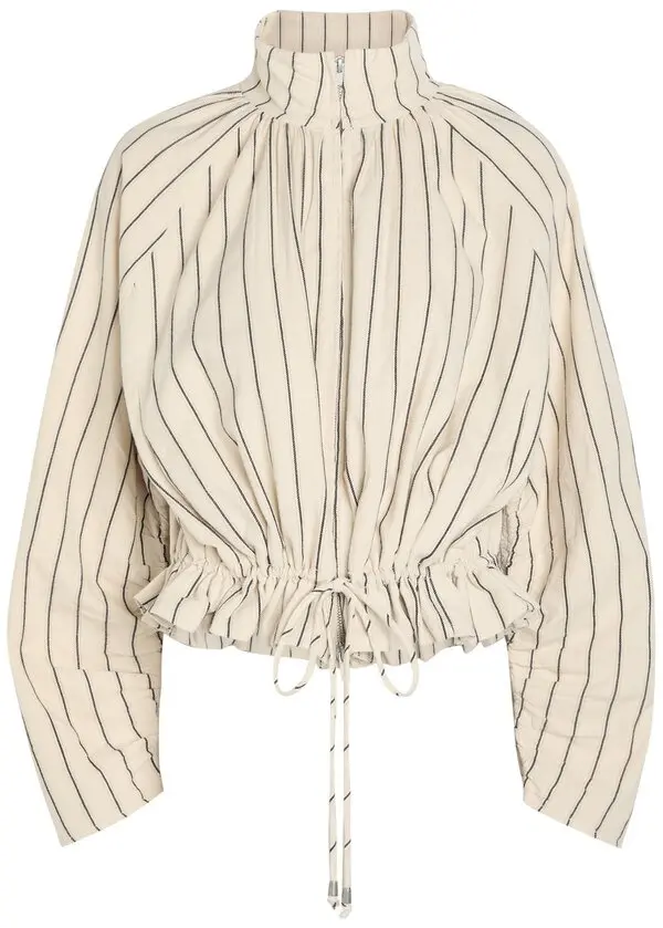 Free People Devon Balloon Striped Cotton Jacket