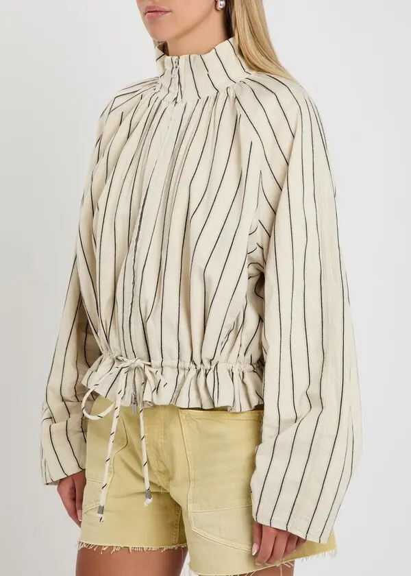 Free People Devon Balloon Striped Cotton Jacket