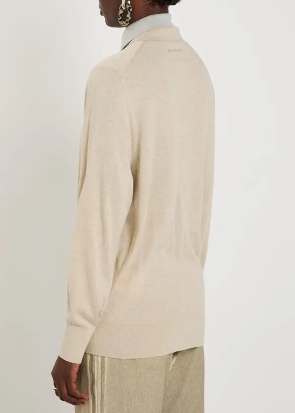 Acne Studios Layered-effect Silk And Wool-blend Polo Top