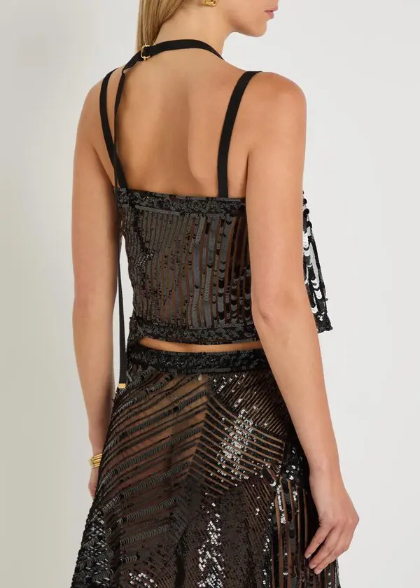 Emilio Pucci Sequin Embellished Tulle Halterneck Top