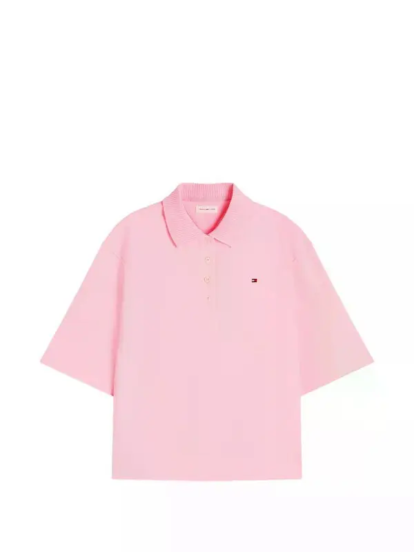Tommy Hilfiger Embroidered Logo Ribbed Polo Top