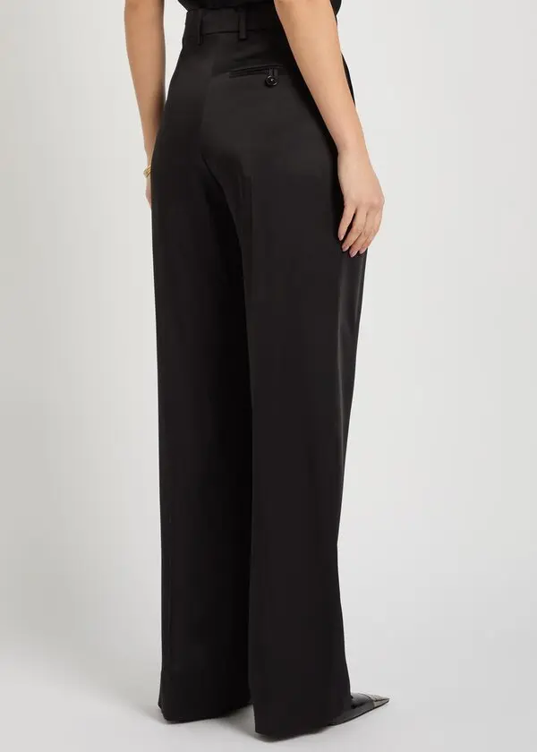 Stella McCartney Pleated Straight-leg Satin Trousers - Black