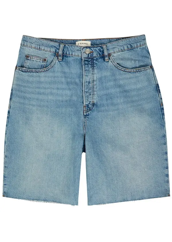 FRAME Baggy Denim Shorts - Light Blue