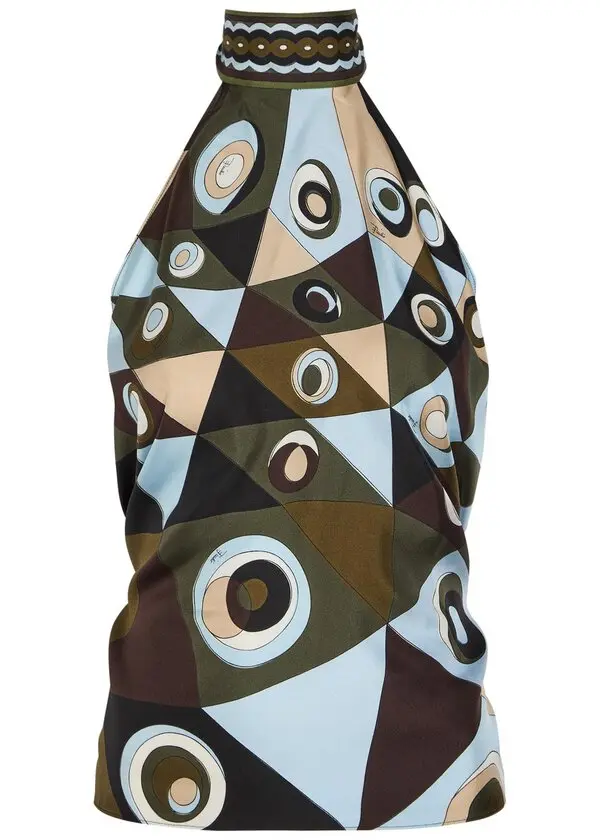 Emilio Pucci Printed Silk Halter Neck Top - Multicoloured