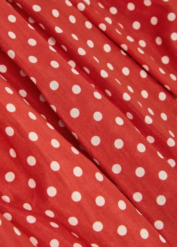 Matteau Polka Dot Gathered Cotton-blend Midi Dress - Red