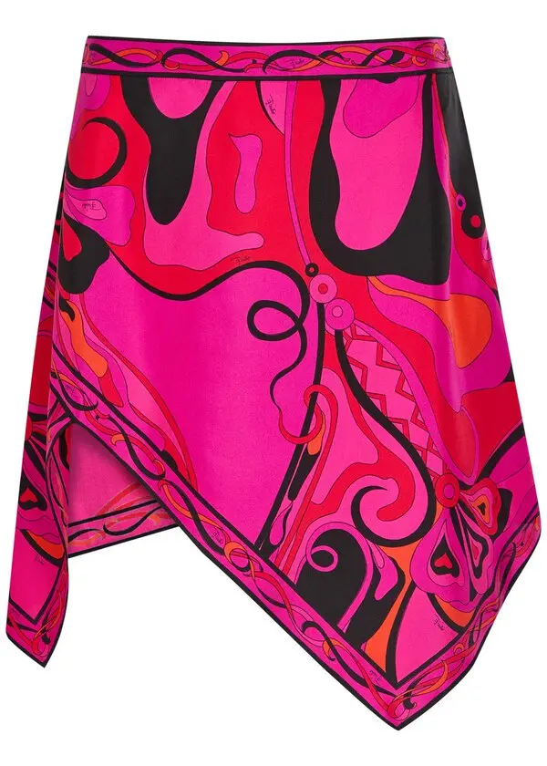 Emilio Pucci Asymmetric Printed Silk Mini Skirt - Pink