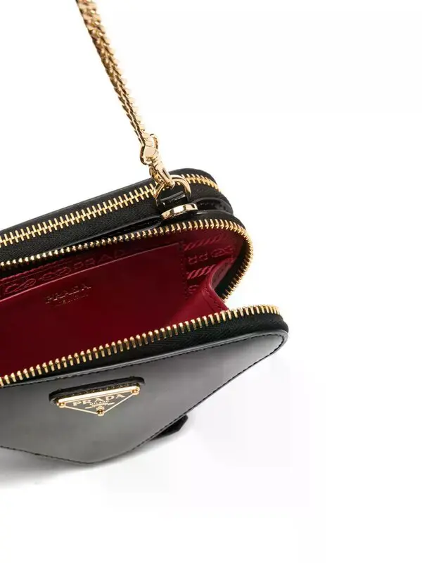 Prada Patent Leather Triangle Logo Clutch Bag