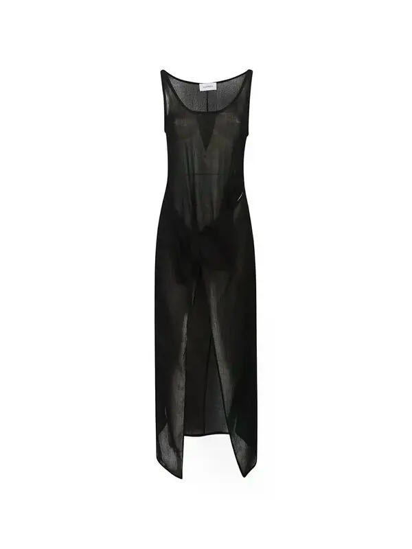 ANEMOS Sleeveless Knot-detail Semi-sheer Dress - Black