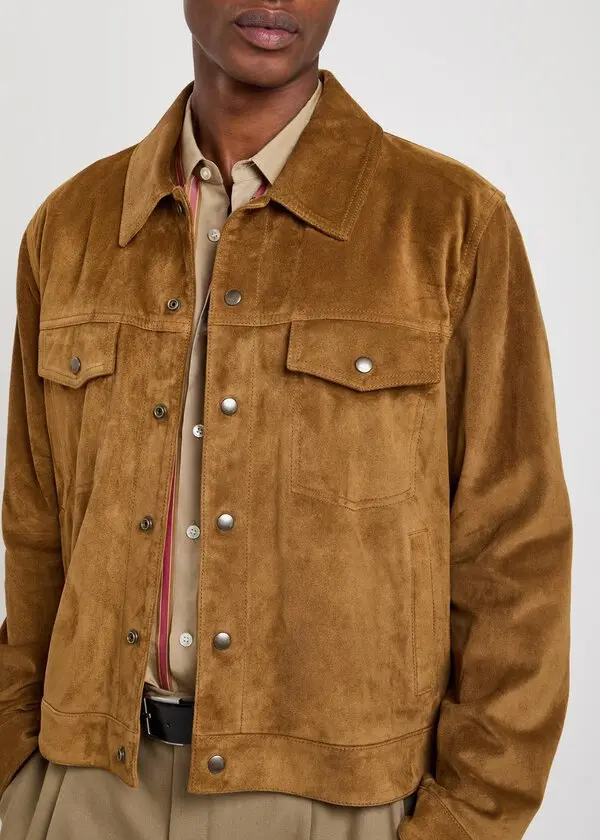 Saint Laurent Suede Jacket With Press-stud Details