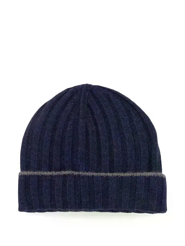 Brunello Cucinelli Cashmere Ribbed Knit Beanie - Blue