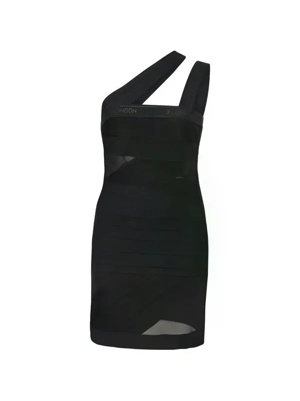 David Koma One-shoulder Bodycon Dress With Logo Straps - Black
