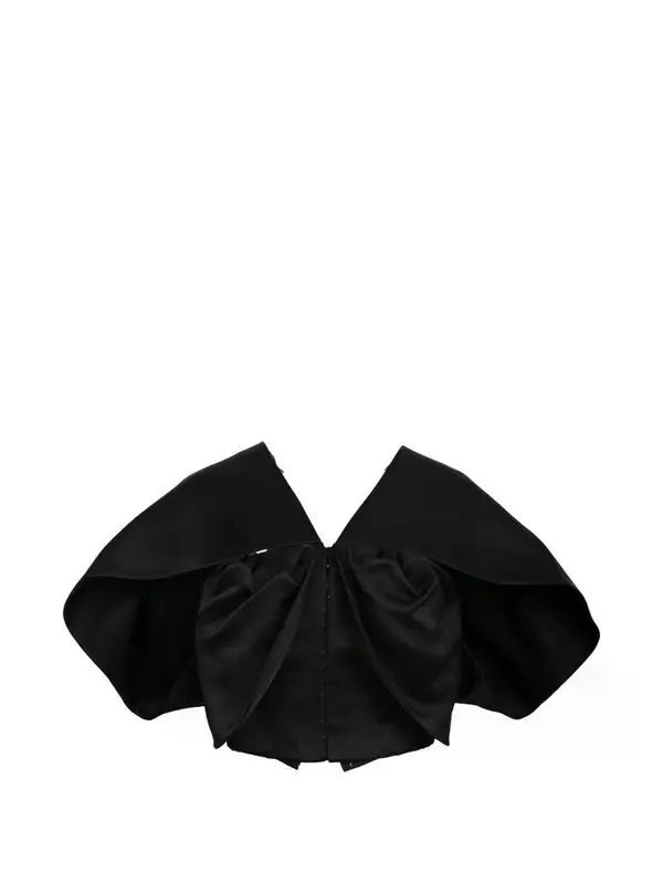 LOUIS VUITTON Satin Cape-shoulder Corset Top - Black