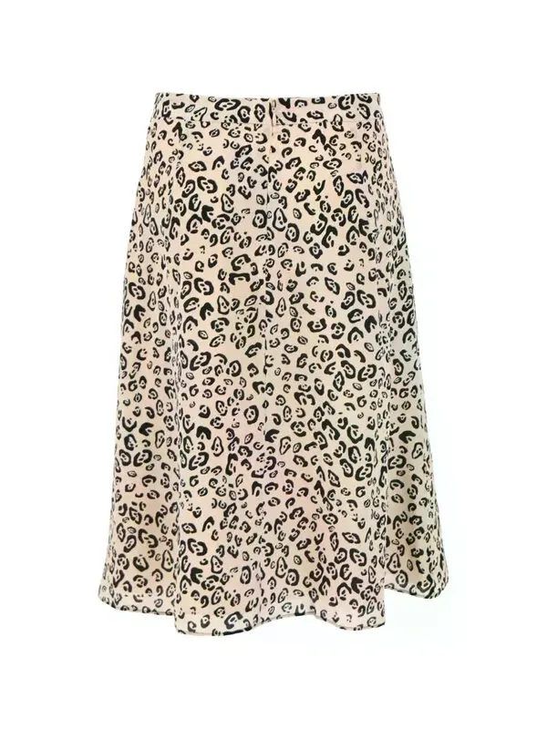 Altuzarra Beige Silk Leopard Print A-line Skirt