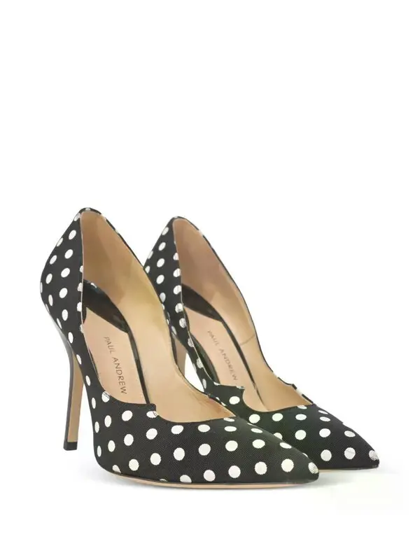 PAUL ANDREW Polka Dot Scalloped Pumps - Black