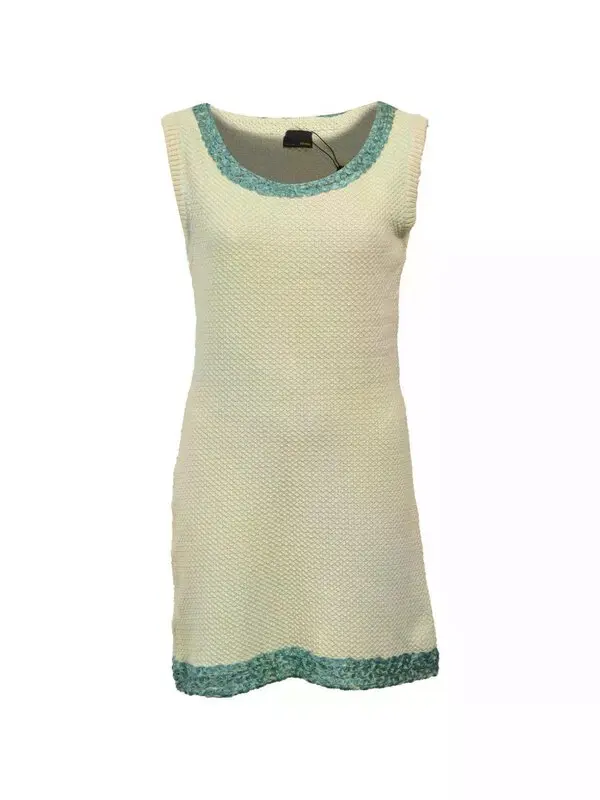Fendi Yellow Cotton Basket-weave Knit Sleeveless Dress - Neutrals