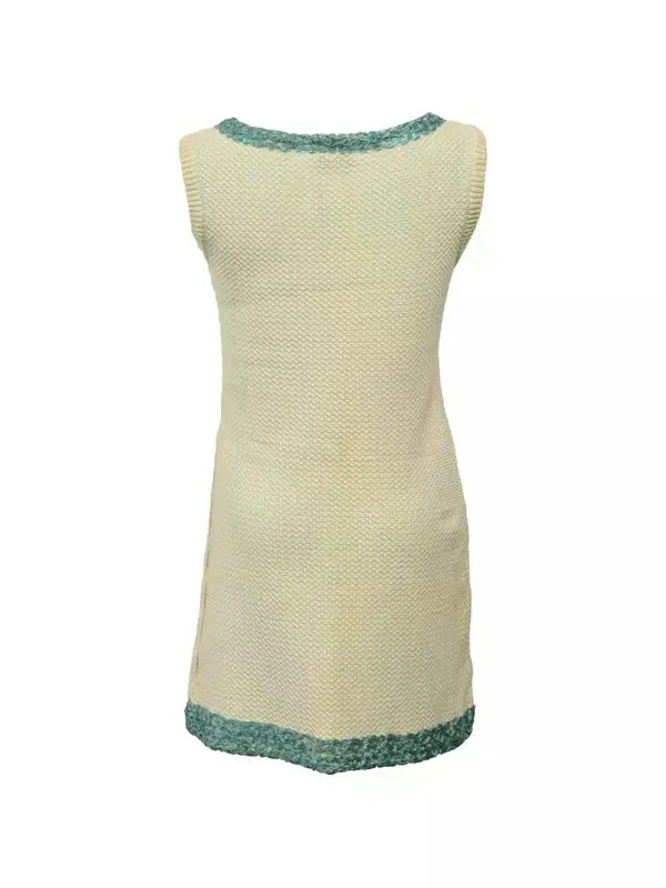 Fendi Yellow Cotton Basket-weave Knit Sleeveless Dress