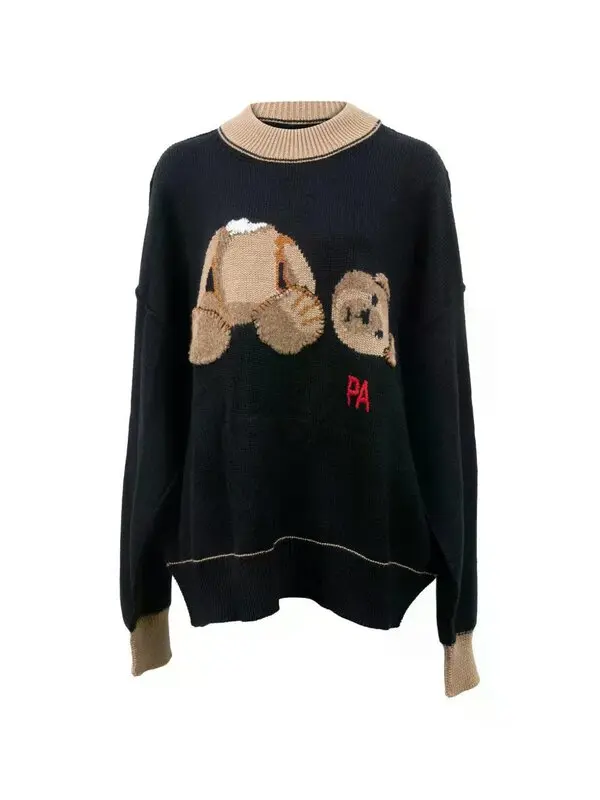 Palm Angels Bear Intarsia Crew Neck Sweater
