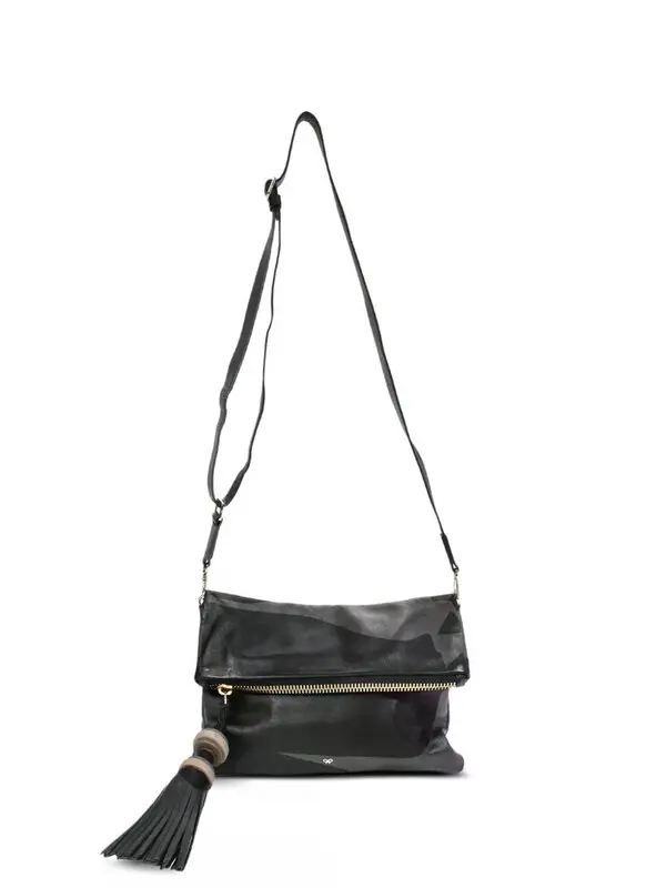 ANYA HINDMARCH Foldover Tassel Crossbody Bag - Black