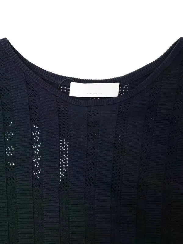 BOSS Navy Eyelet Crew Neck Dress