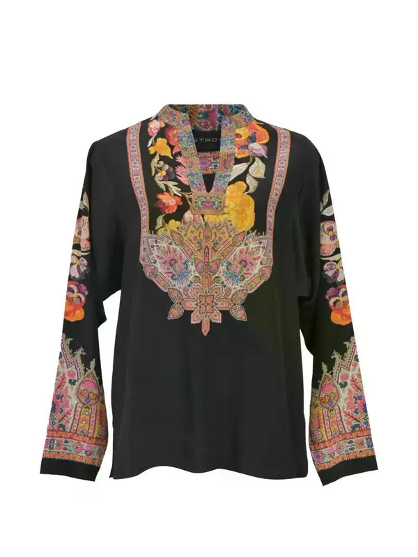 Etro Printed Silk Blouse - Black