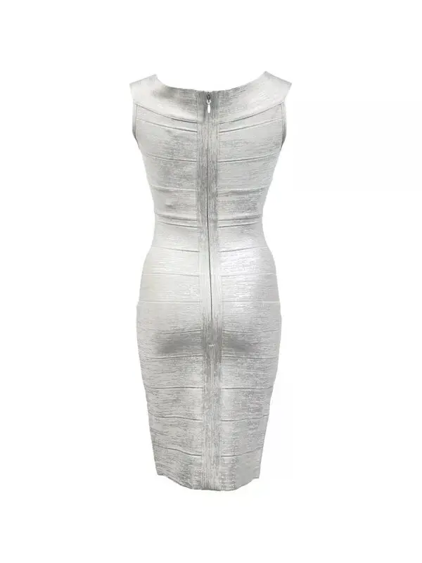Herve Leger Metallic Criss-cross Bandage Dress