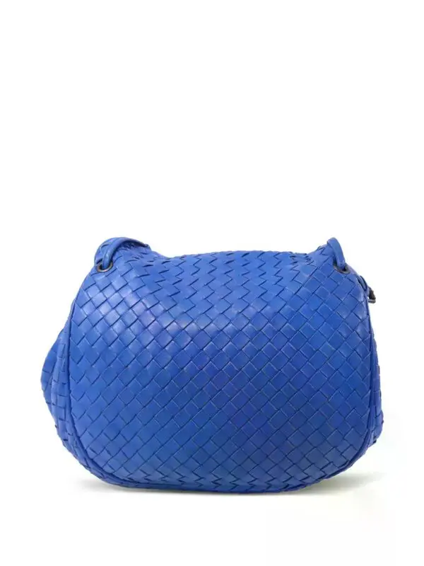 Bottega Veneta Intrecciato Lambskin Shoulder Bag - Blue