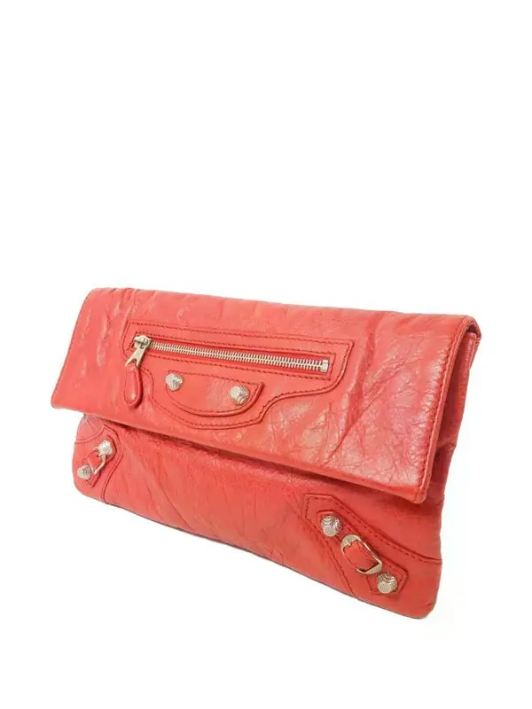 Balenciaga Motocross Giant 12 Envelope Calfskin Clutch Bag - Red