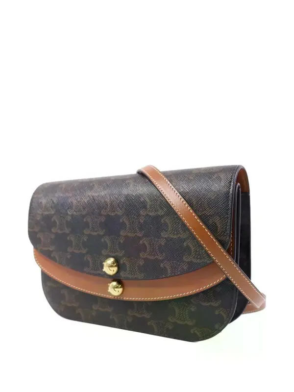 Celine Triomphe Canvas Leather Trim Shoulder Bag