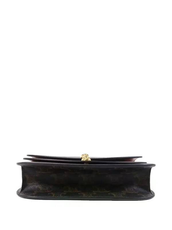 Celine Triomphe Canvas Leather Trim Shoulder Bag