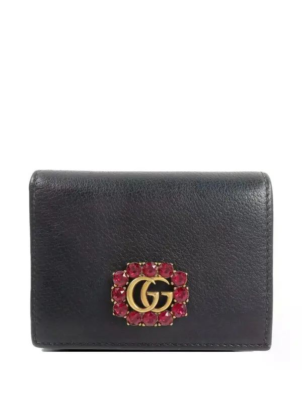 Gucci Gg Marmont Crystal-embellished Wallet - Black