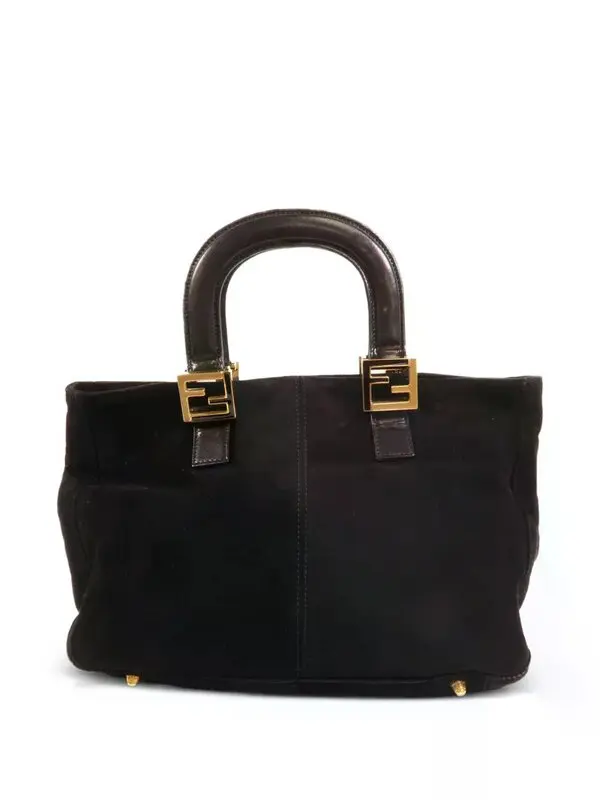 Fendi Ff Logo Suede Tote Bag