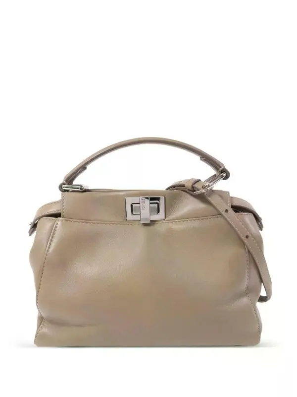 Fendi Mini Peekaboo Two-way Calfskin Tote Bag - Brown