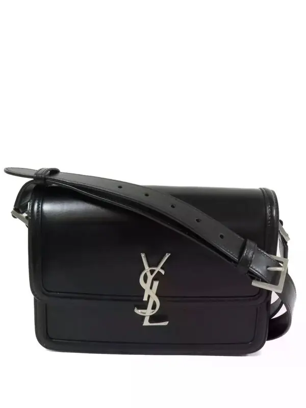 Saint Laurent Logo Leather Shoulder Bag - Black