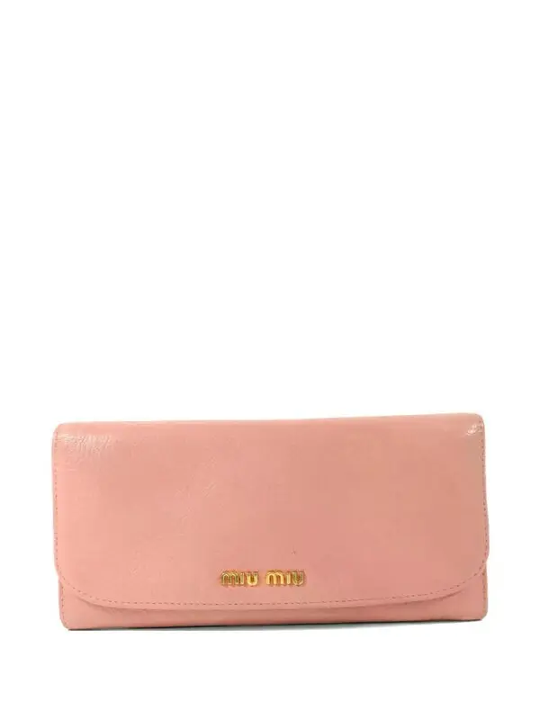 Miu Miu Logo-plaque Leather Wallet - Pink